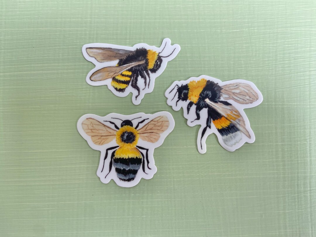 Assorted Bumble Bee Stickers Waterproof Laptop Sticker Pollinator ...