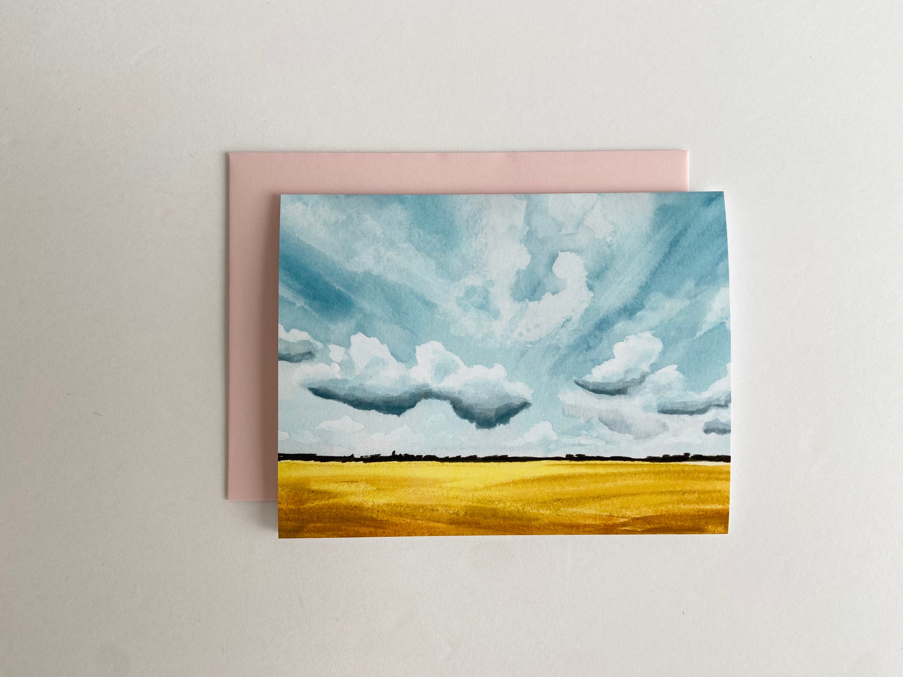 Bright Rustic Landscape Blank All Occasion Greeting Card Handmade Art ...