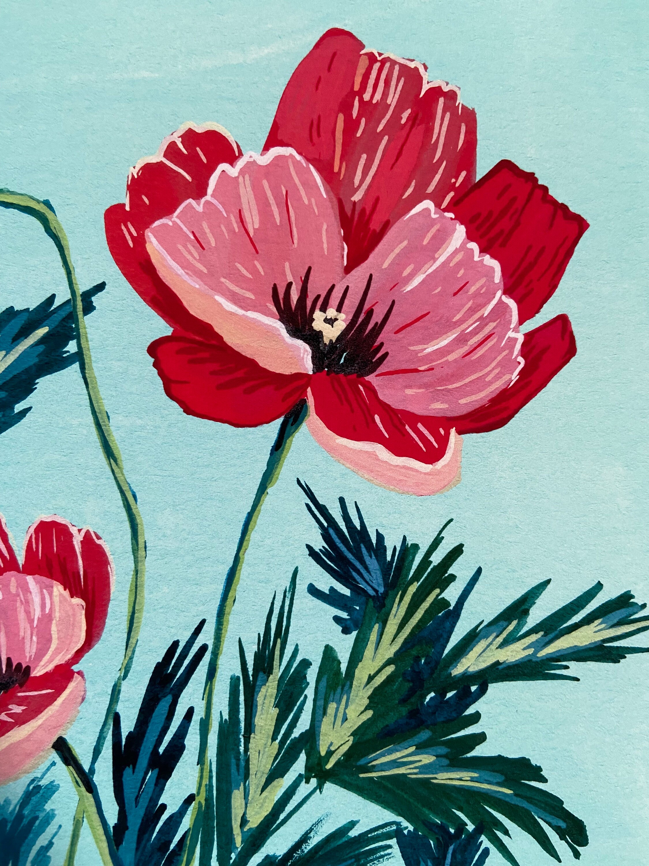 Poppy Notecard Set Blank Floral Bridesmaid Card Handmade Greeting Card ...
