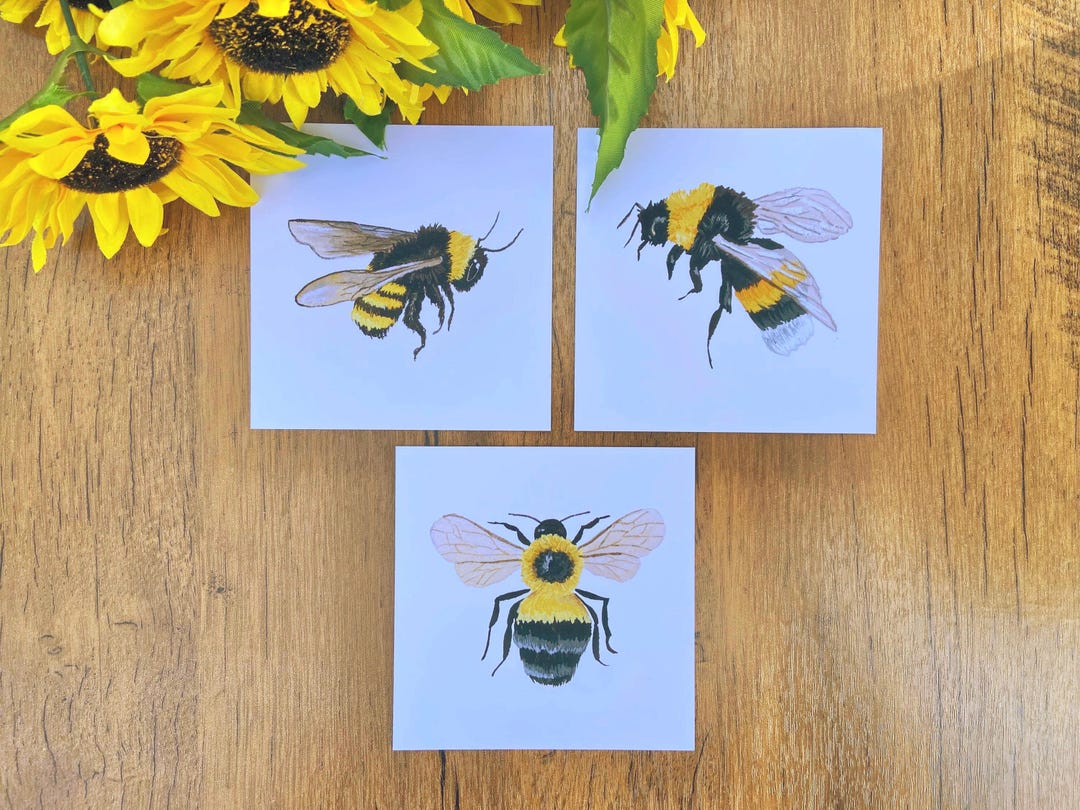 Bumble Bee Art Print Naturalist Gouache Illustration Minimalist Natural ...