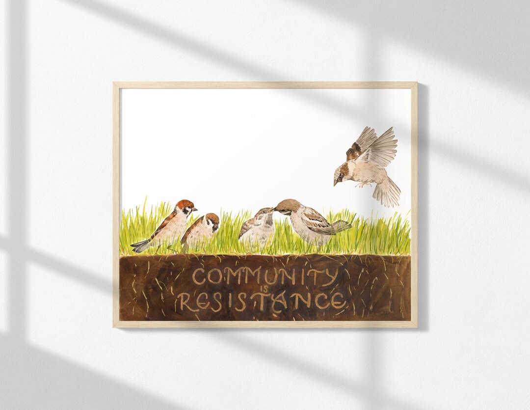 Watercolor Bird Art Wall Display Home Decor Social Justice Theme Nature ...