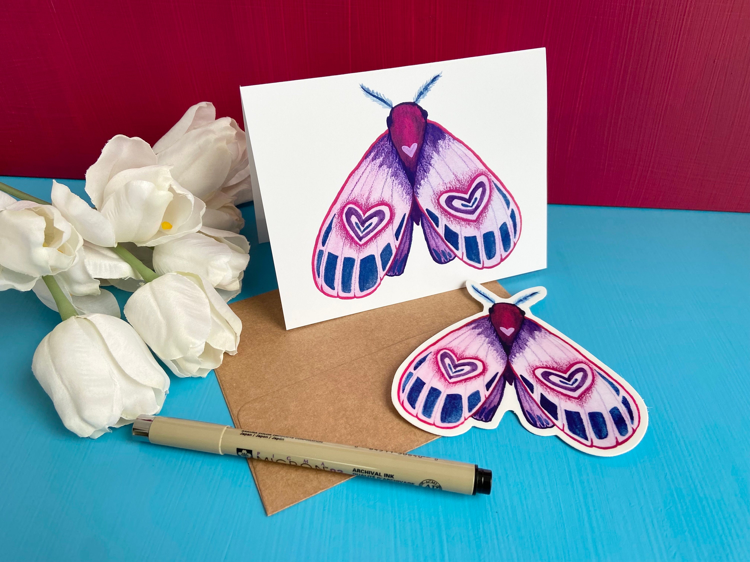 Bisexual Pride Flag Love Moth Sticker LGBTQ Wedding Favor Queer Love ...