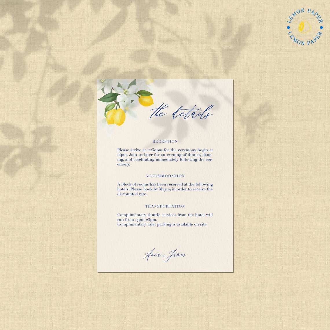 Lemon Wedding Menu and Wedding Place Card Editable Template | Italian ...