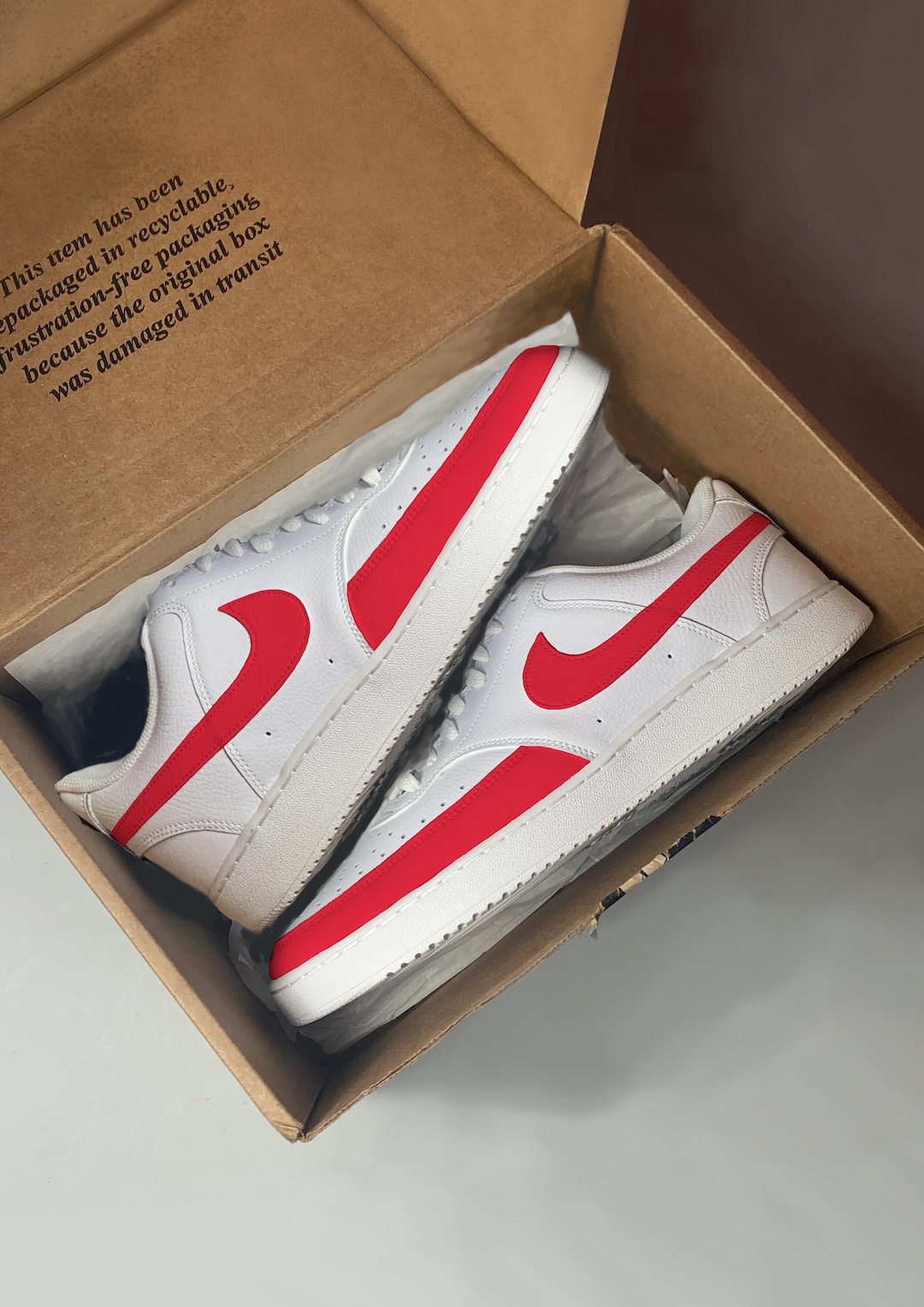 Custom Fire Engine Red Nike Court Vision - Etsy