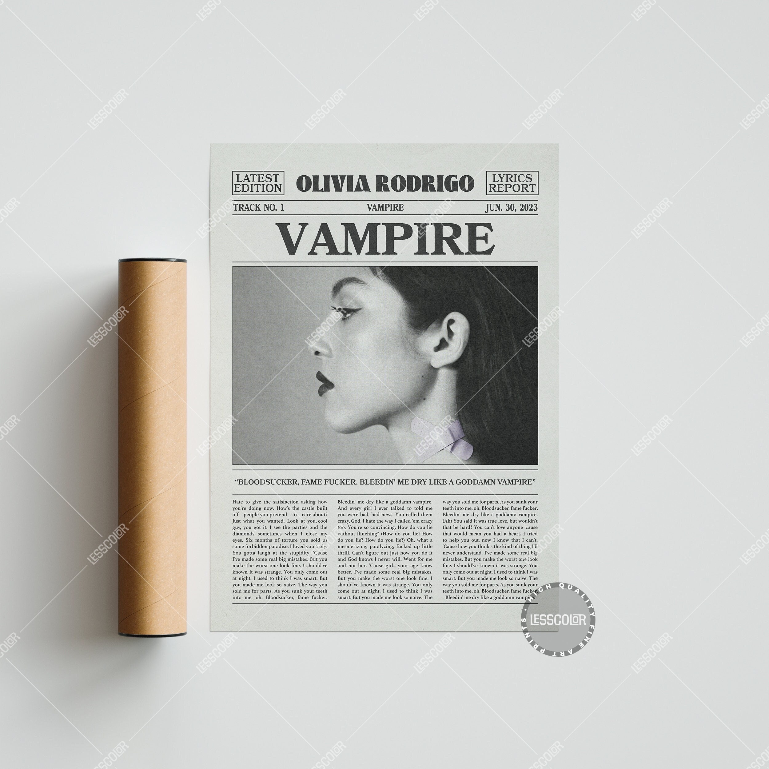 Olivia Rodrigo Retro Newspaper Print Vampire Poster Vampire - Etsy