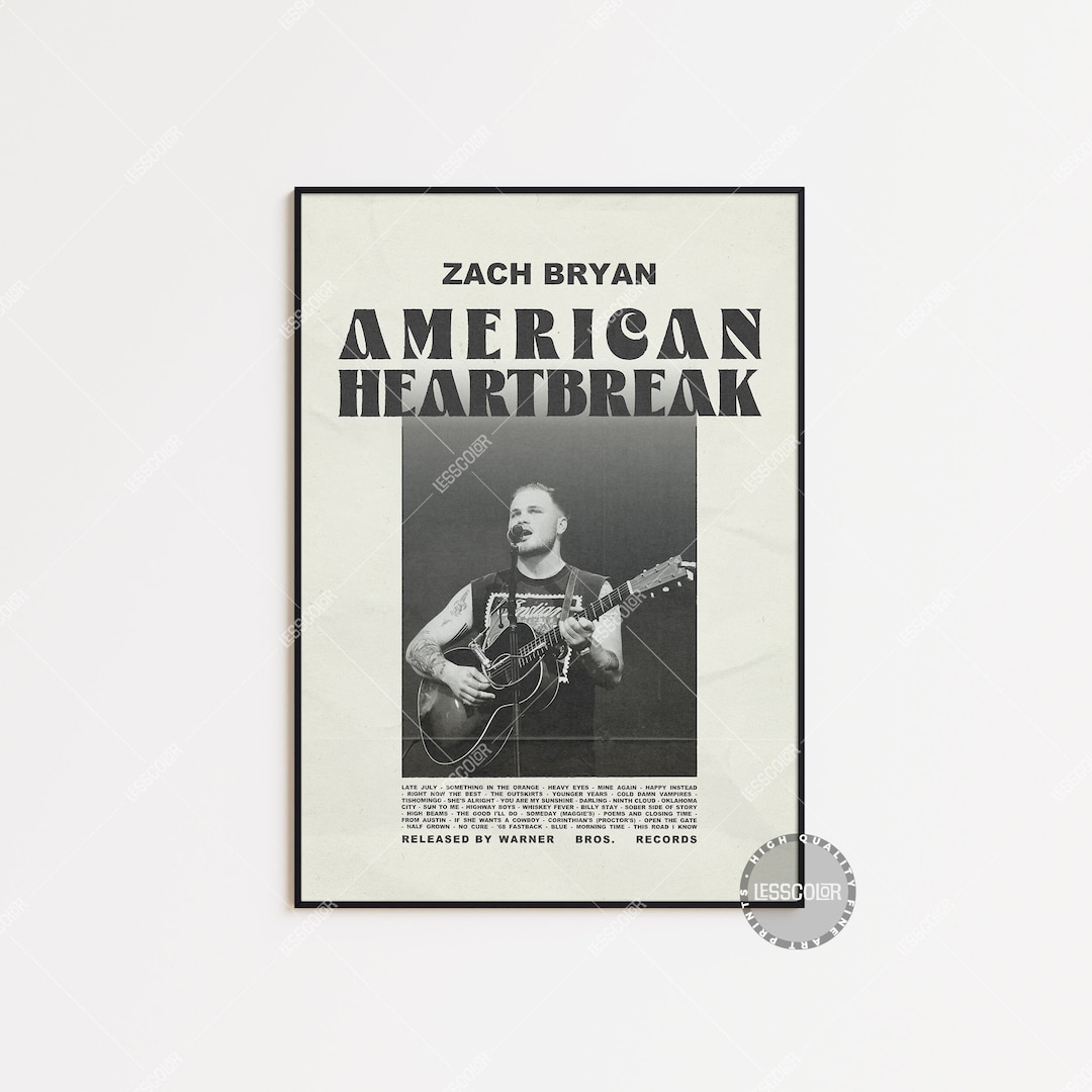 Zach Bryan Posters / American Heartbreak Poster / Zach Bryan - Etsy
