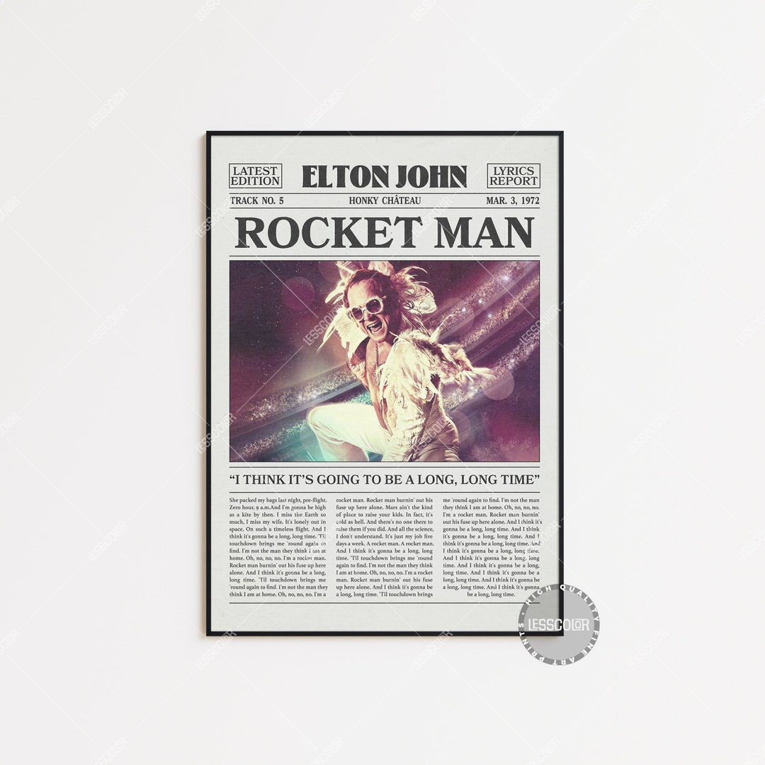 Elton John Retro Newspaper Print Rocket Man Poster Rocket - Etsy