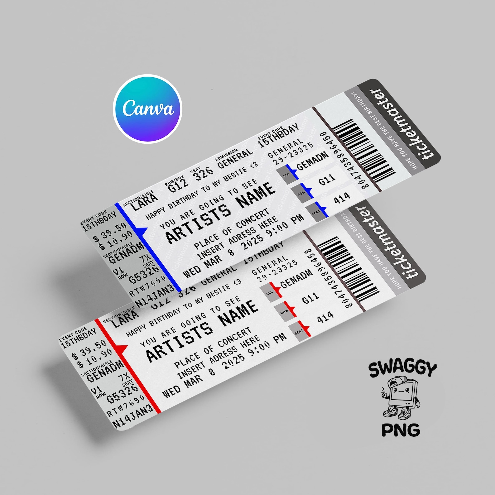 Custom Ticketmaster Ticket | Surprise Concert Ticket | Christmas Gift ...