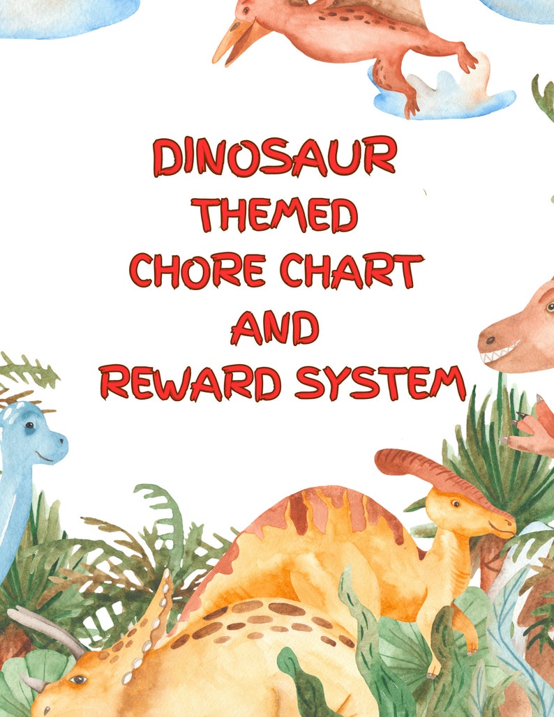 Kid's Chore Chart and Reward Tracker System Printable Dinosaur Theme ...