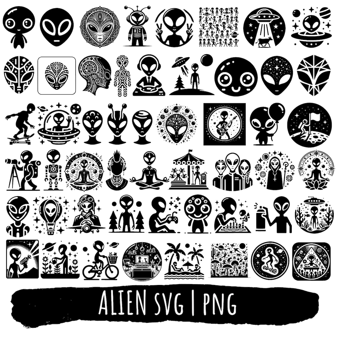 50 Alien SVG | PNG - Etsy