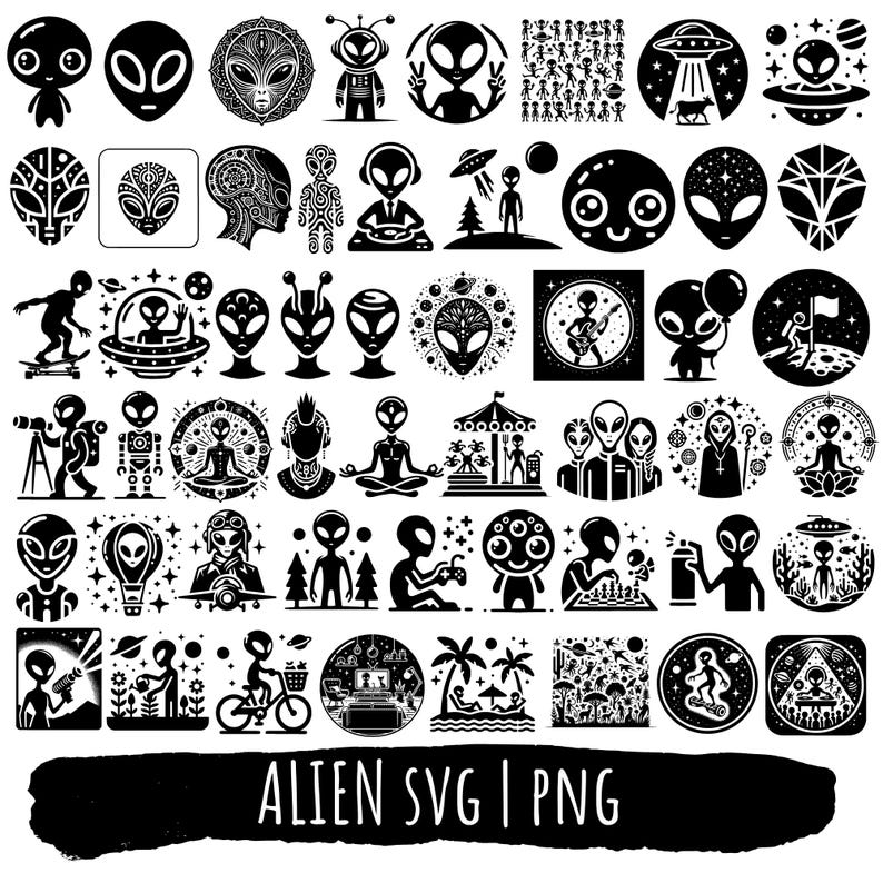 50 Alien SVG | PNG - Etsy