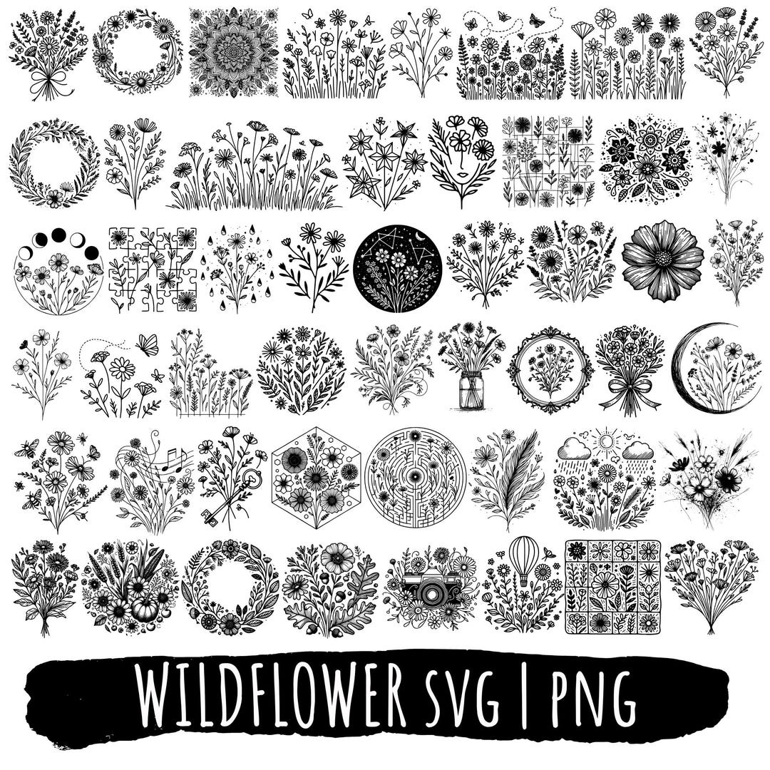 50 Wildflower SVG | PNG - Etsy