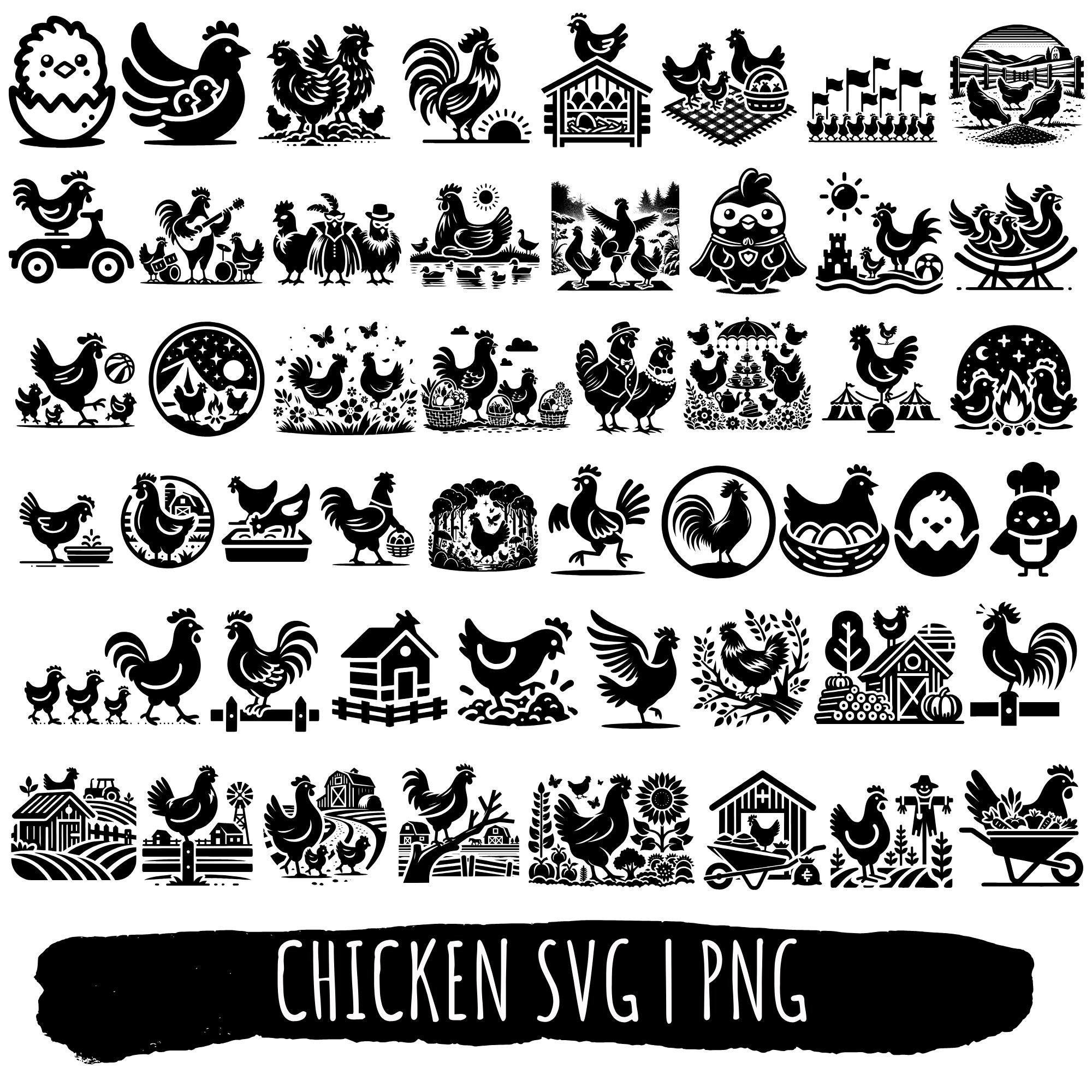 50 Chicken SVG | PNG - Etsy