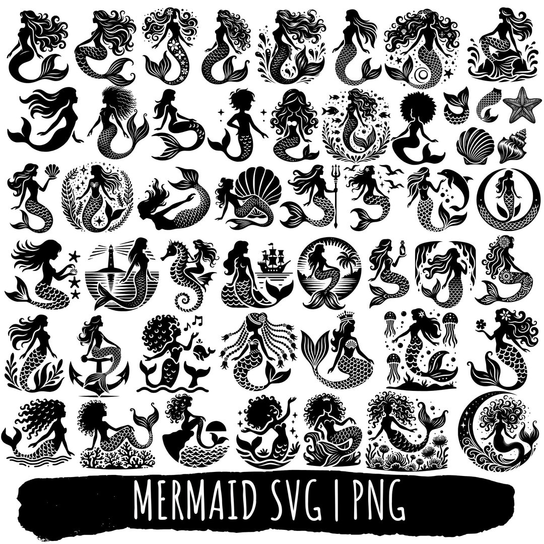 50 Mermaid SVG | PNG - Etsy
