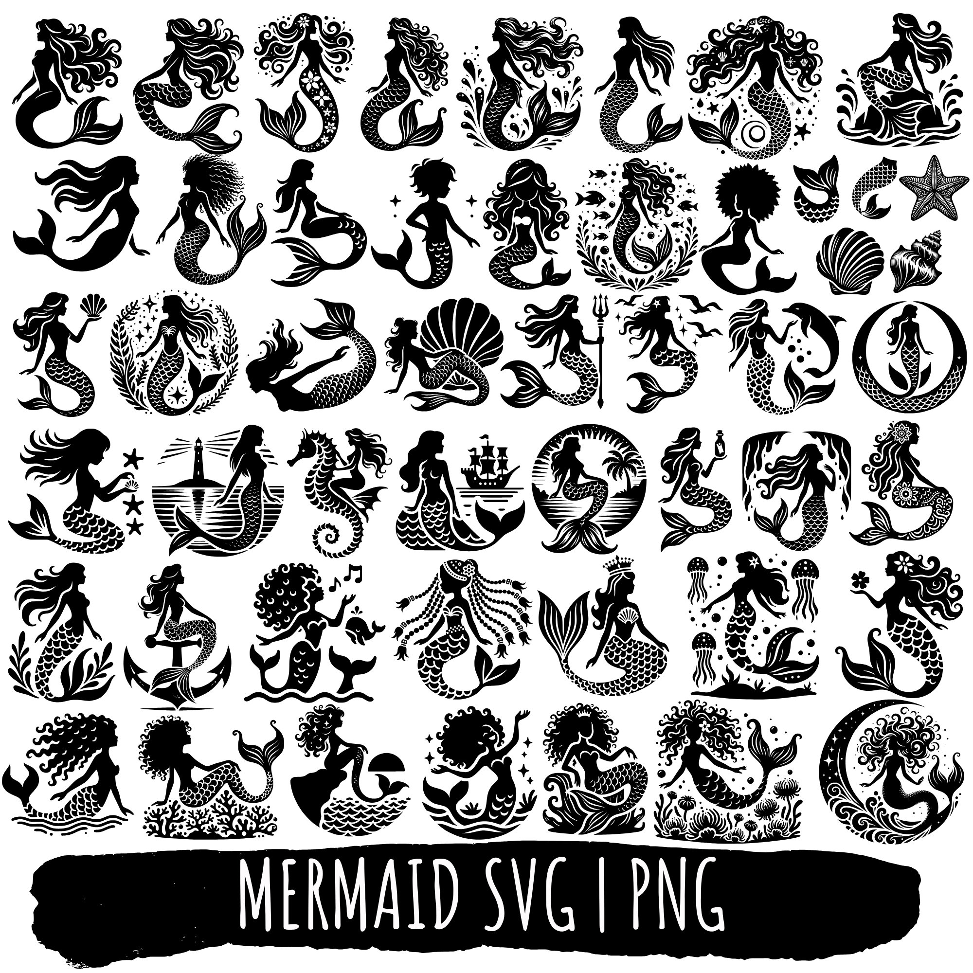 50 Mermaid SVG | PNG - Etsy
