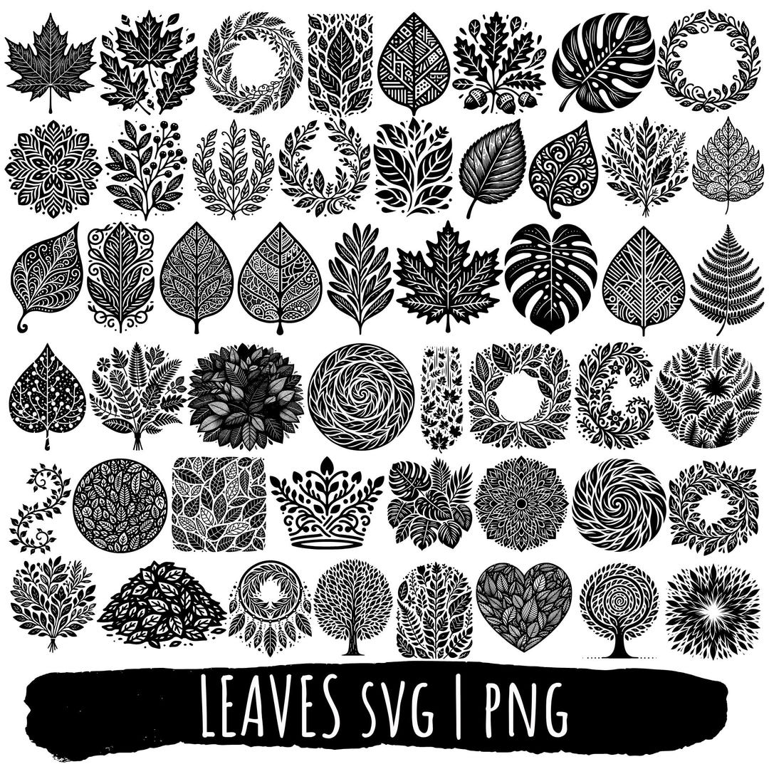 50 Leaves SVG | PNG - Etsy