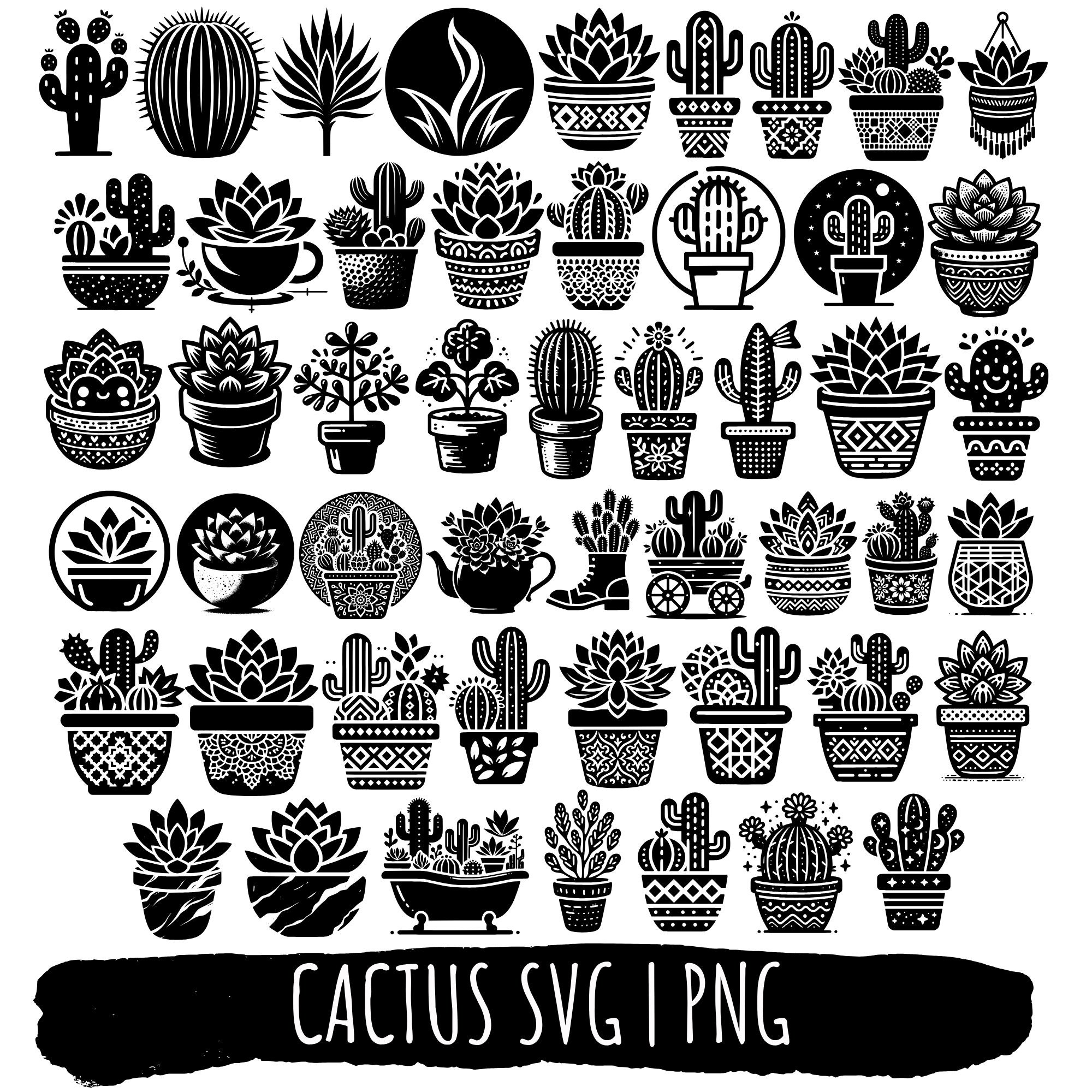 50 Cactus SVG | PNG - Etsy