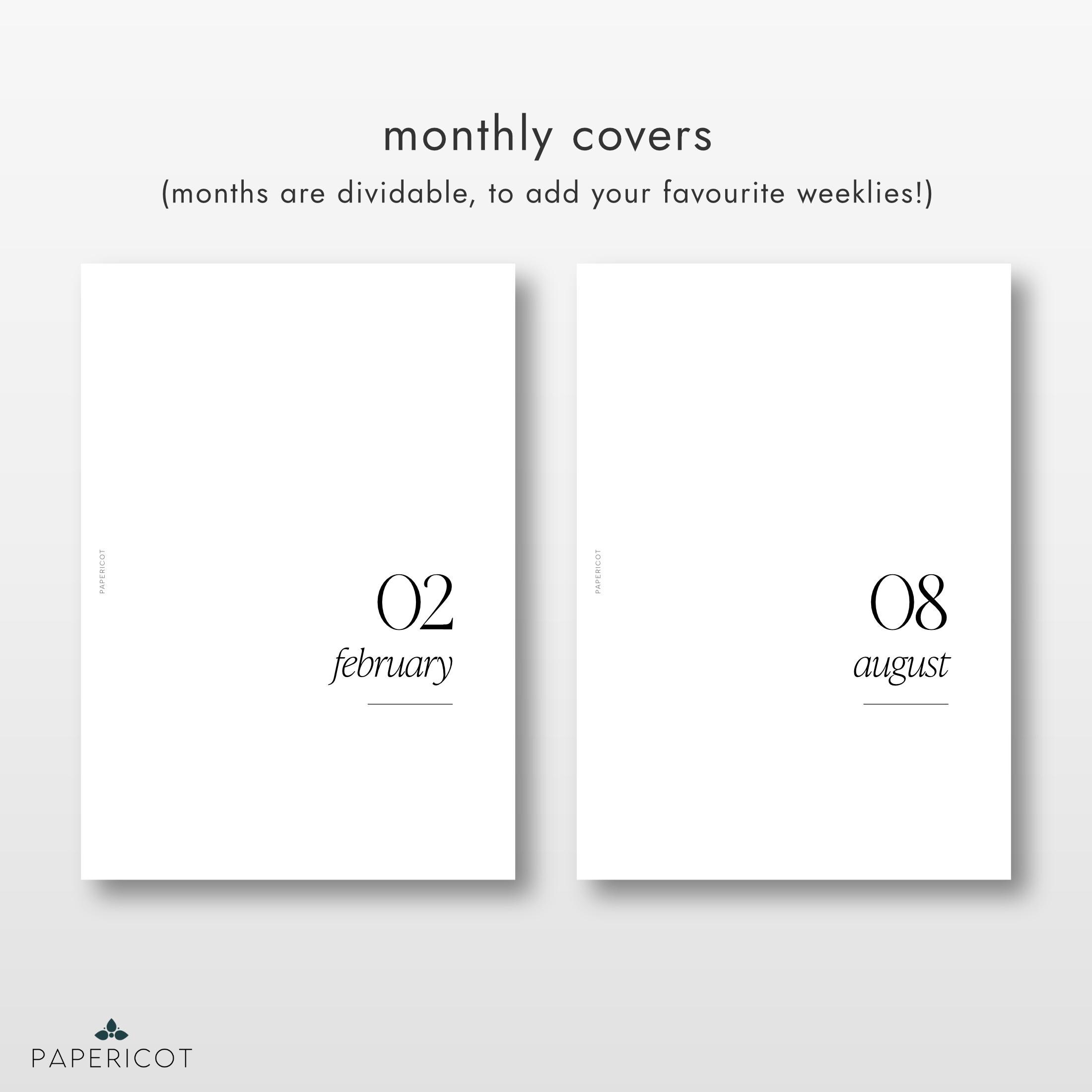 A5 2026 Monthly Cover Bundle | Dated Agenda • Planner Insert ...