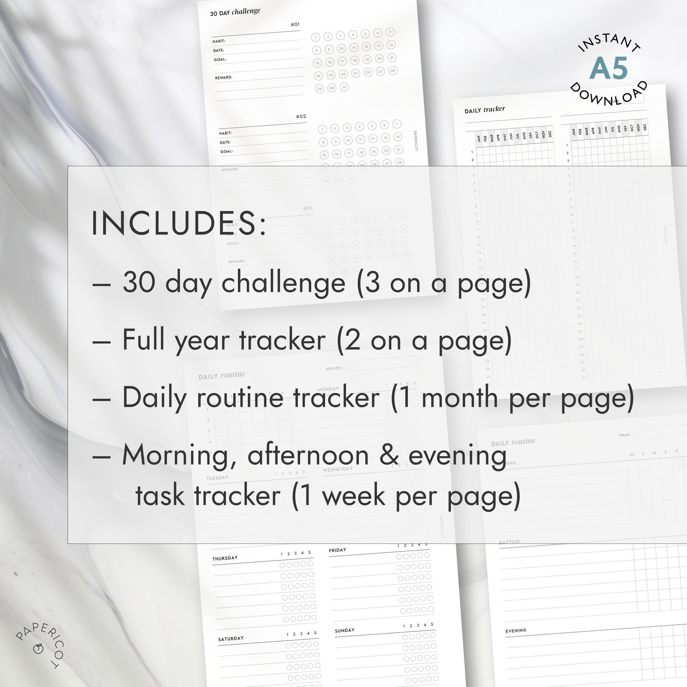 A5 Routine & Habit Tracker Bundle: Undated Planner Inserts (digital ...