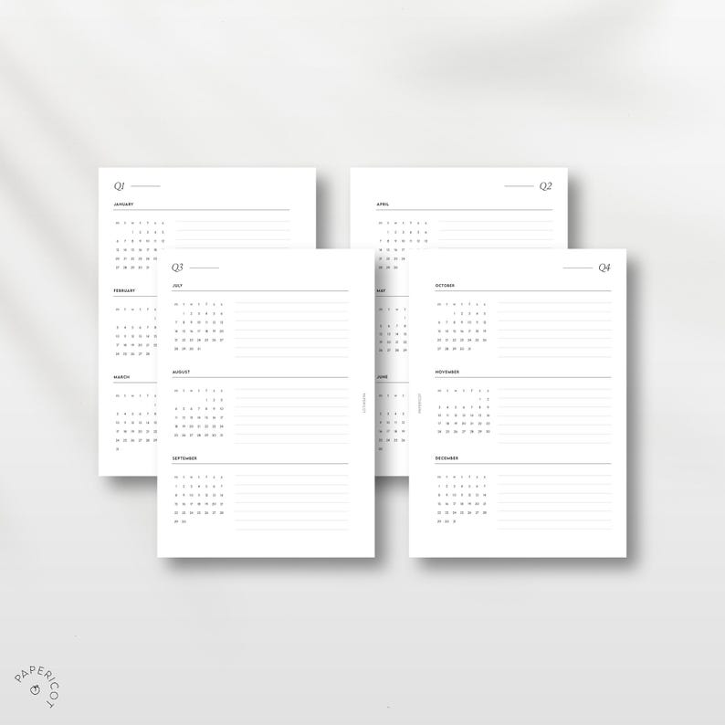 A5 2025 Quarterly Overview Planner | 3MPP | Dated Agenda • Planner ...