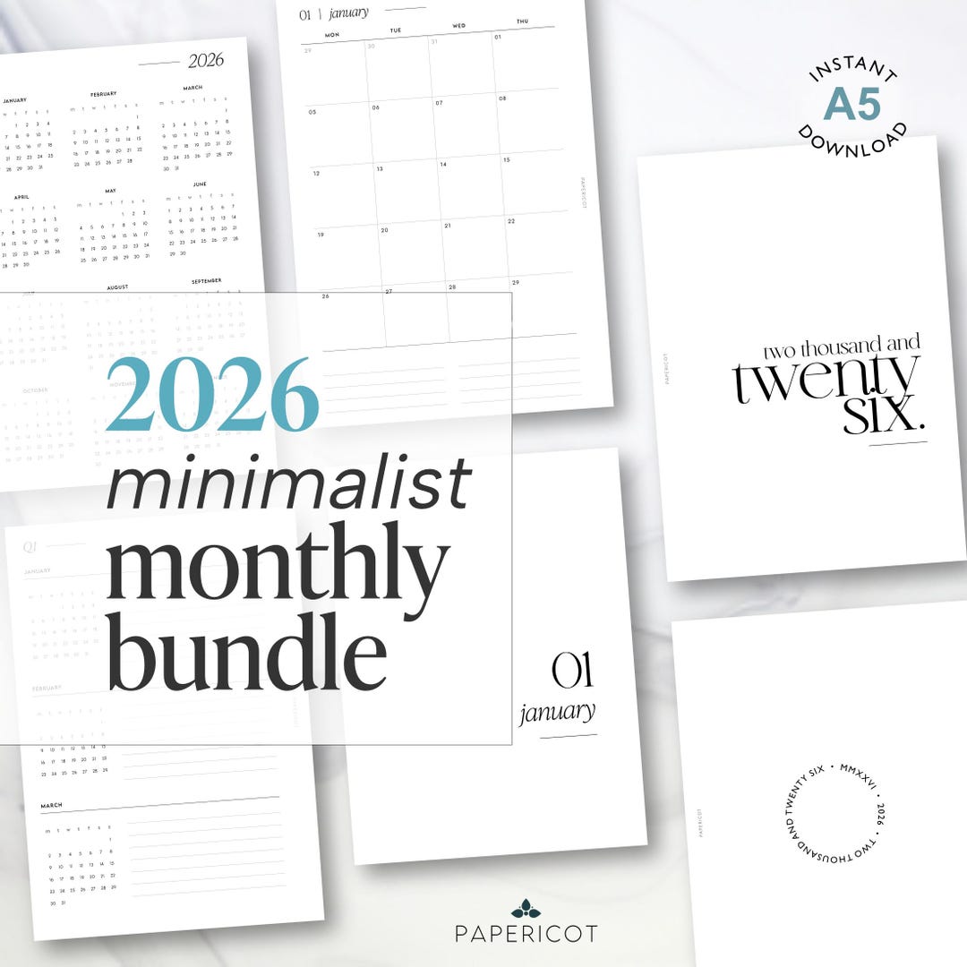 A5 2026 Monthly Cover Bundle | Dated Agenda • Planner Insert ...