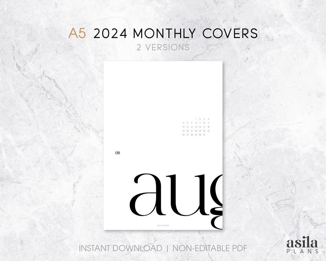 A5 2024 Monthly Planner Calendar Covers Dated Agenda - Etsy