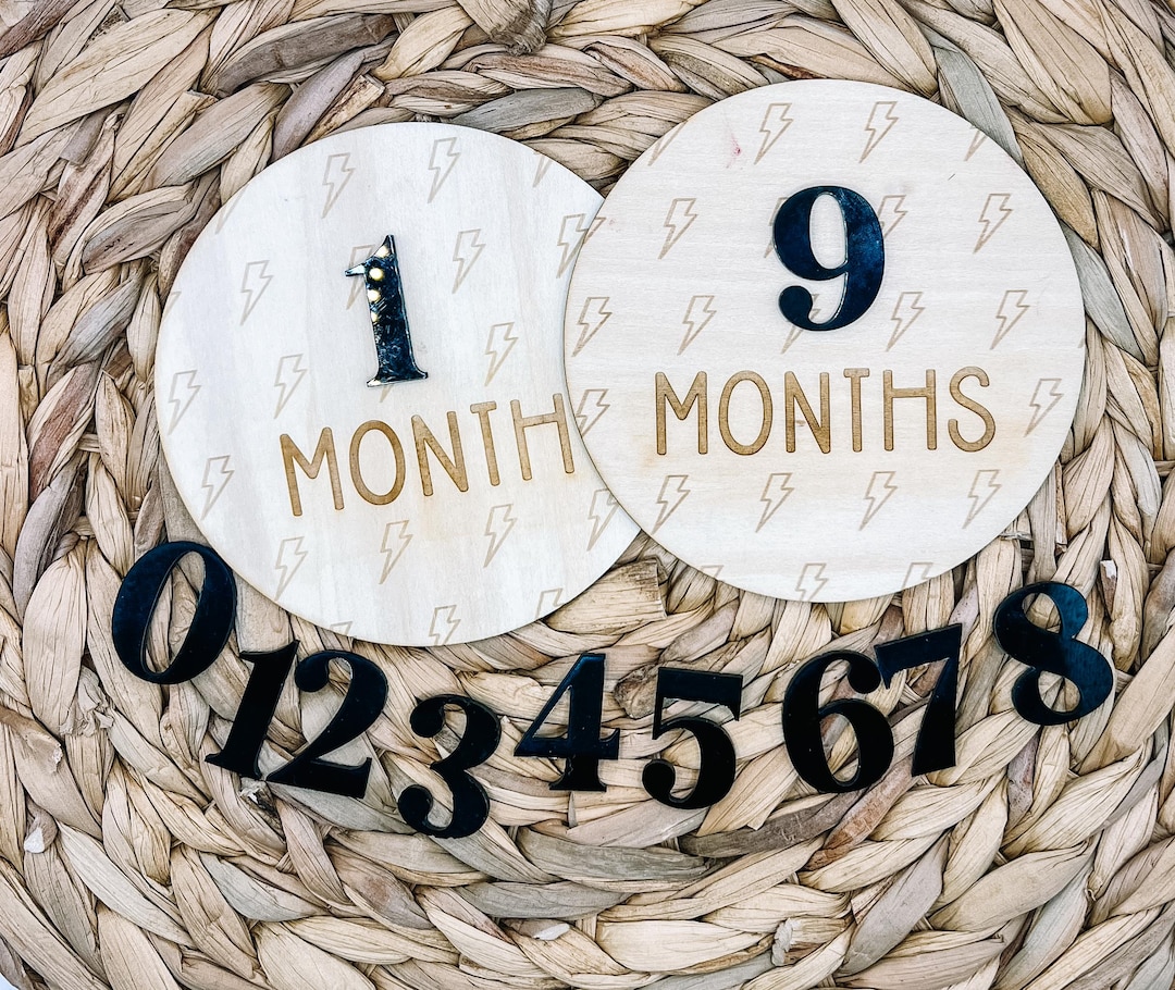 Lightning Bolt Interchangeable Milestones, Retro Baby Monthly Milestone ...