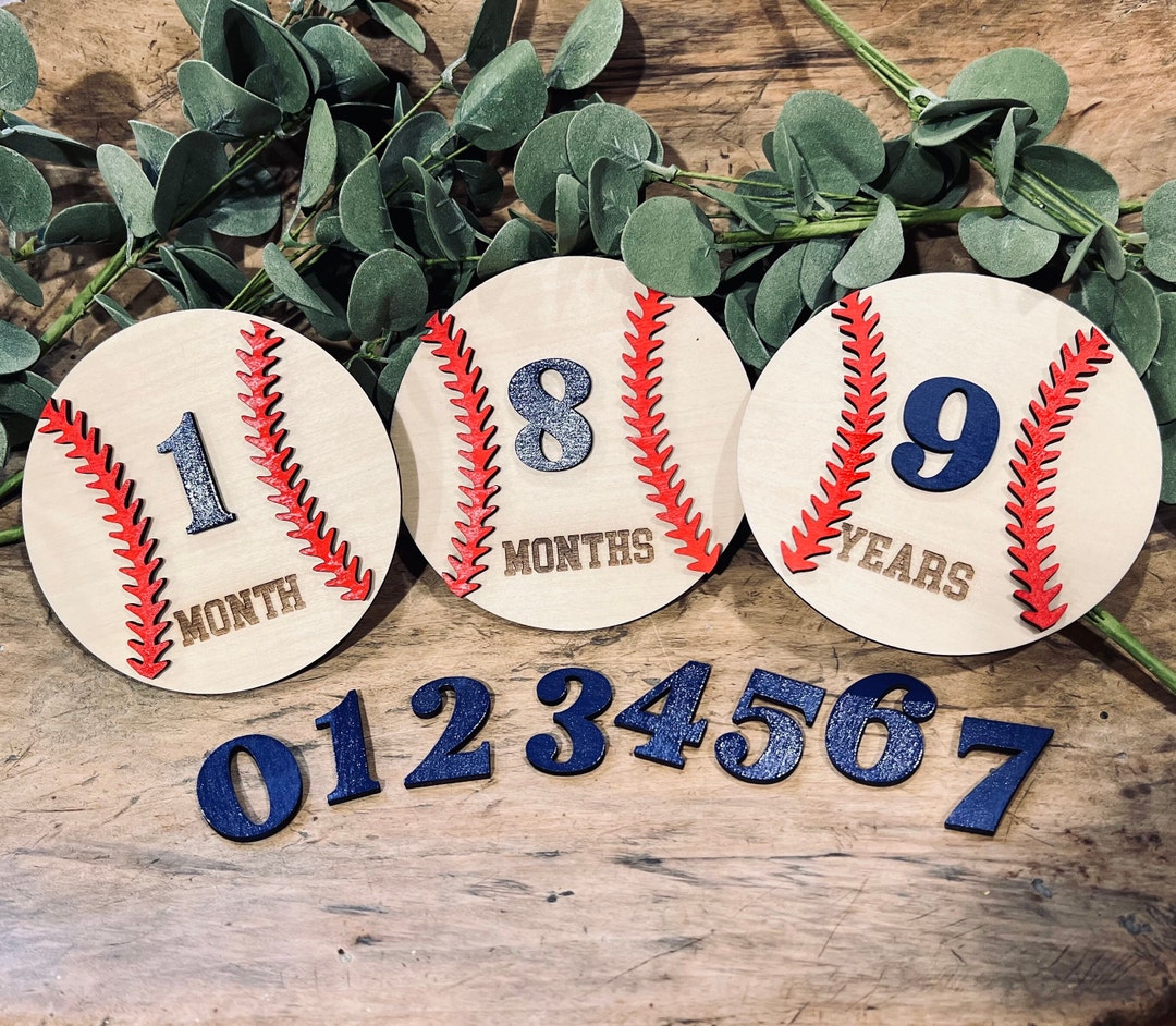 Baseball Baby Monthly Milestone Marker, Boy Monthly Photo Sign ...
