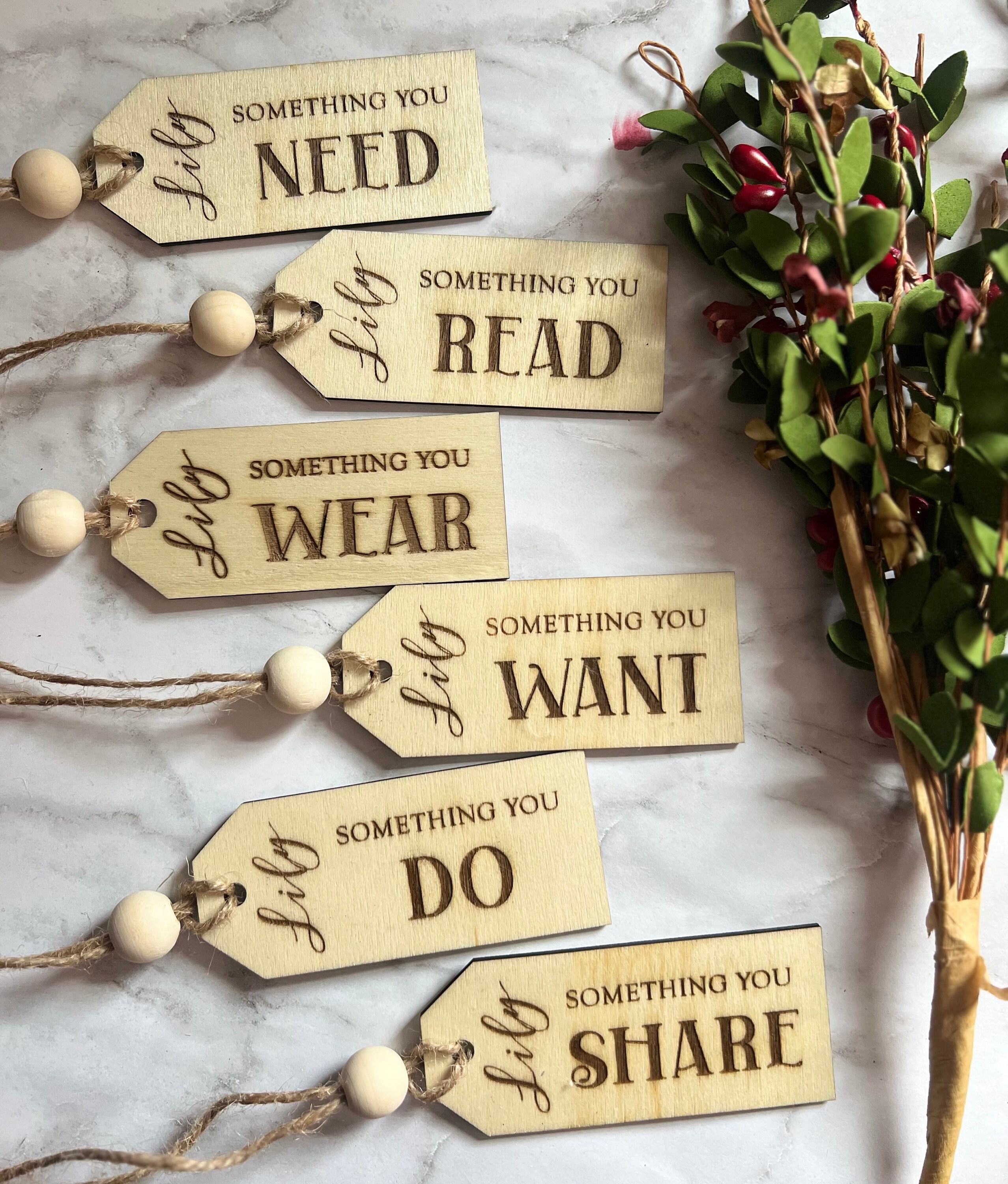 Something You Want Tag, Want Need Wear Read Gift Tags, Wooden Gift Tags ...