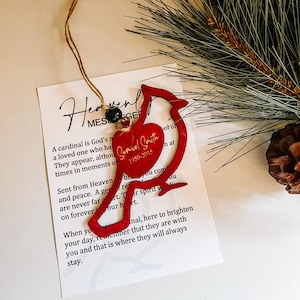 Cardinal Ornament, Heavenly Cardinal Story Ornament, Bereavement Gift ...