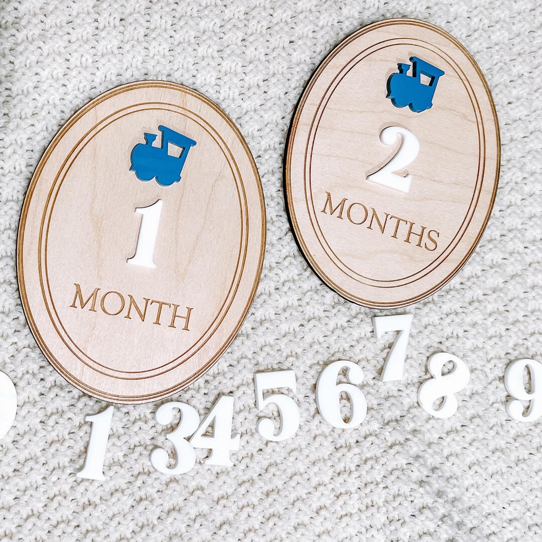 Train Monthly Milestone Markers, Monthly Photo Sign, Train Milestone ...