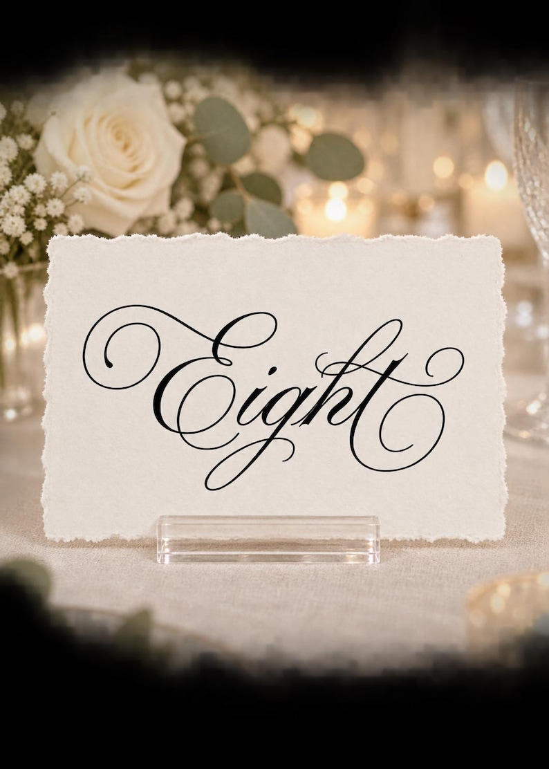 Printed Table Numbers, Wedding Table Numbers, Torn Edge Wedding Table ...