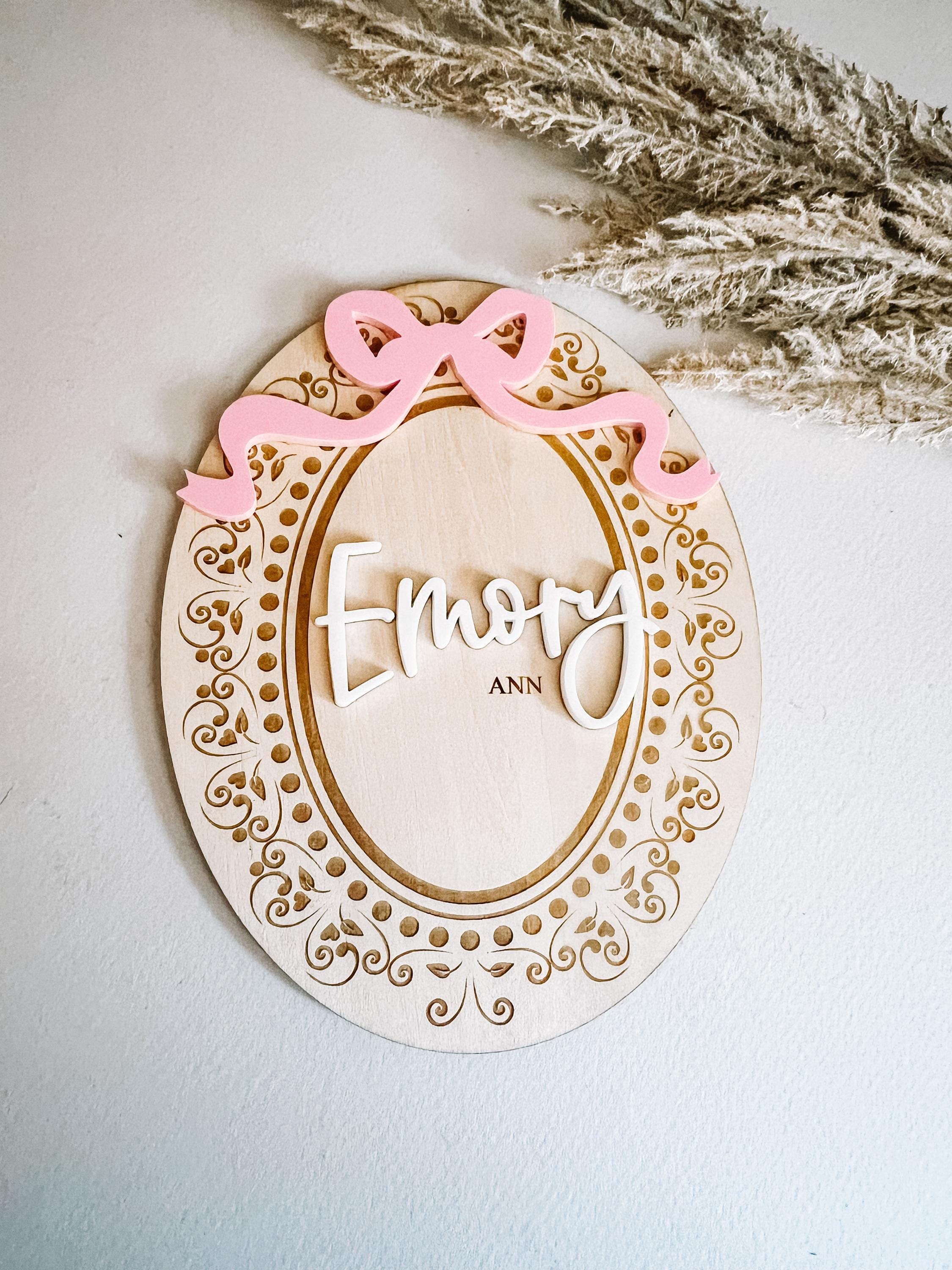 Wooden Lace Milestone Disc, Bow Interchangeable Milestone Cards ...