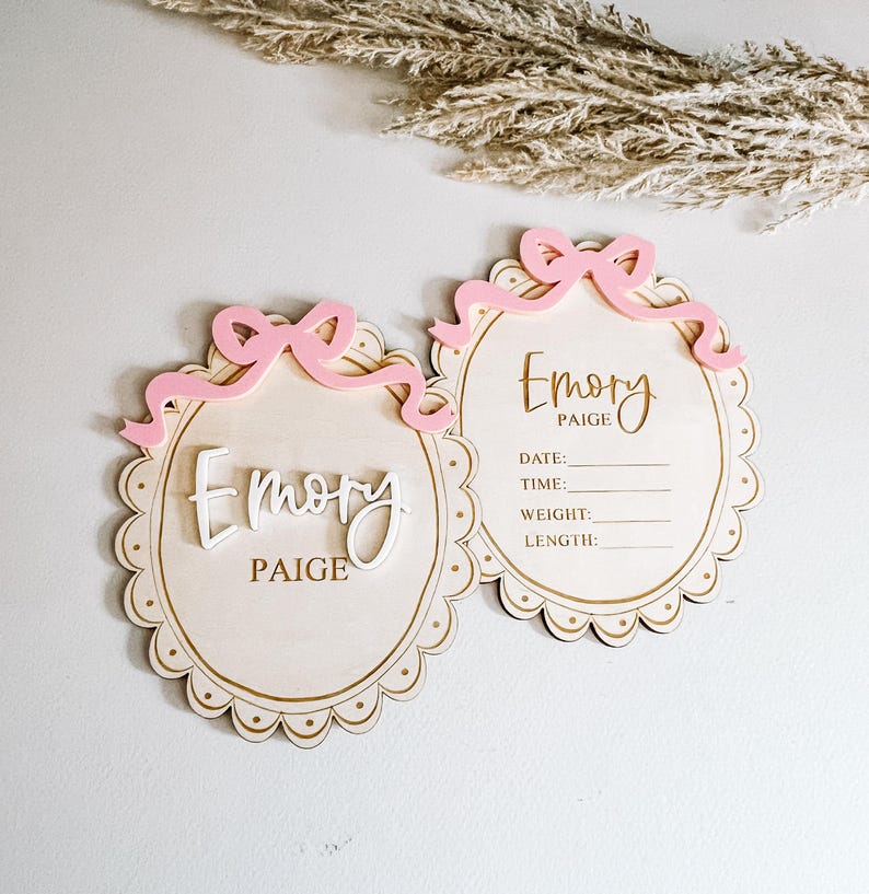 Wooden Lace Milestone Disc, Bow Interchangeable Milestone Cards, Birth ...