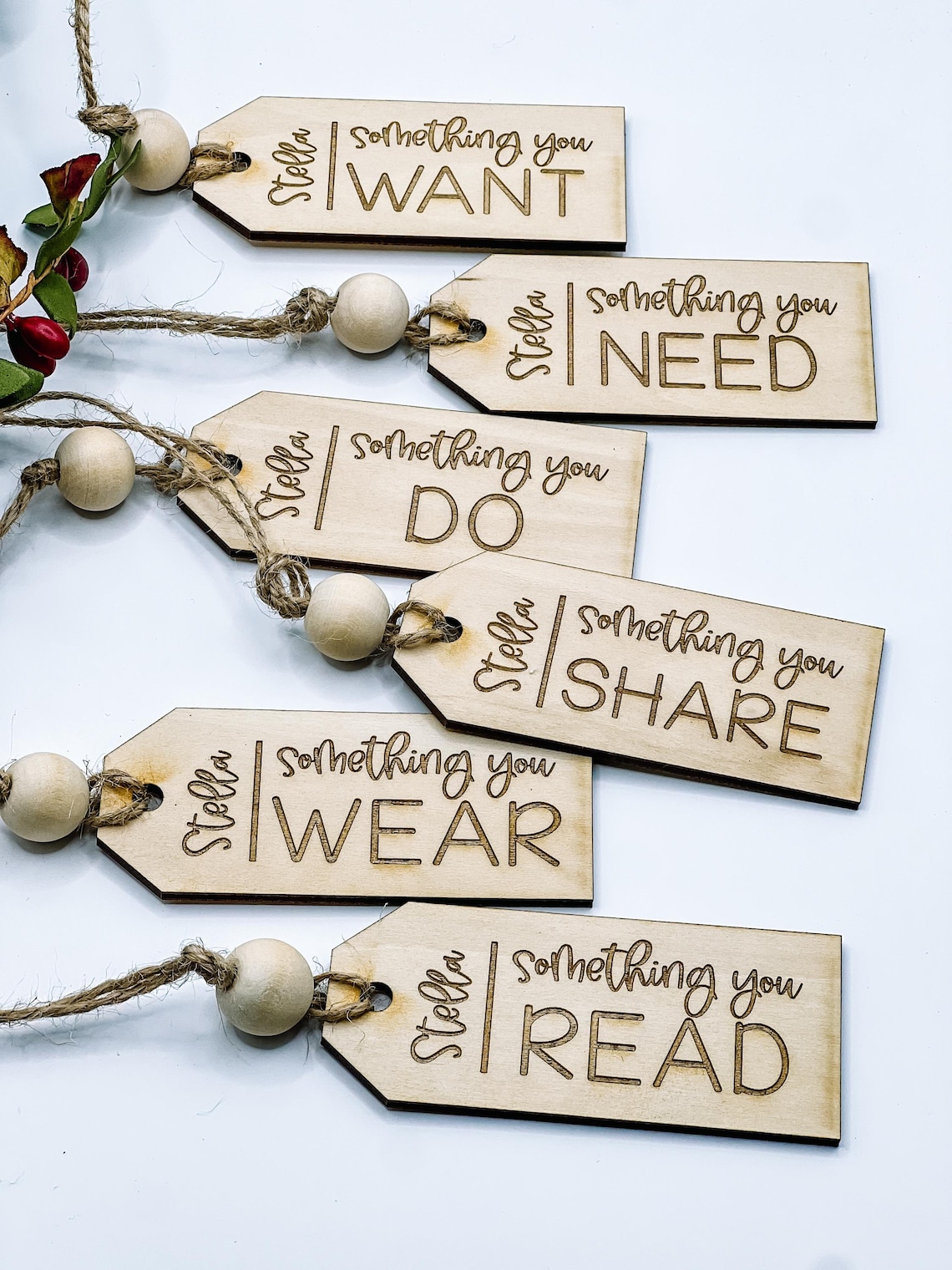 Want Need Wear Read Gift Tags, Engraved Gift Tags, Wooden Gift Tags ...
