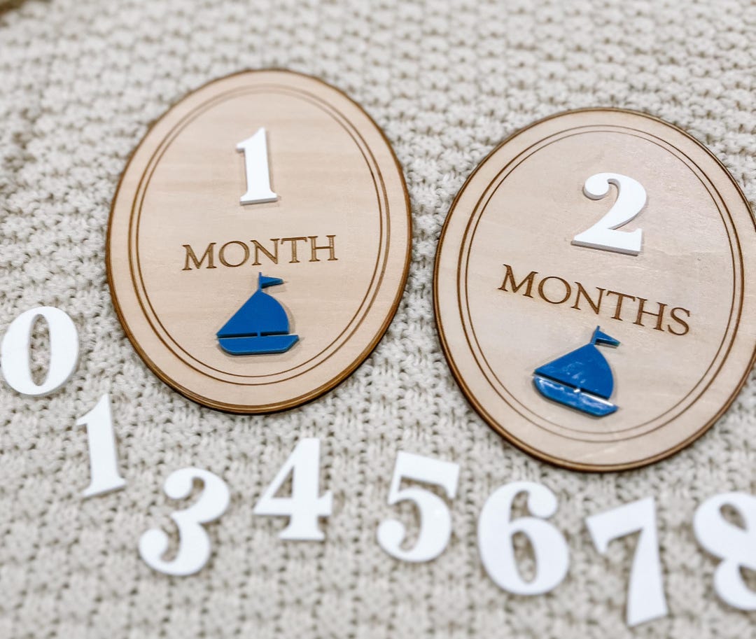 Sail Boat Monthly Milestone Markers, Boy Monthly Photo Sign, Nautical ...