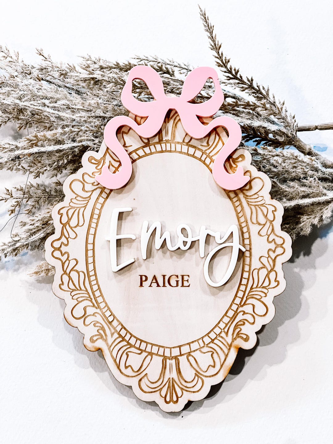 Bow Baby Girl Announcement Sign, Baby Girl Nursery Sign, Baby Name Sign ...