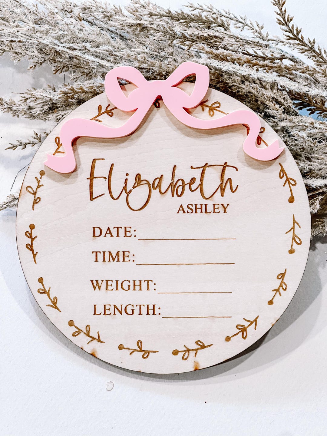 Bow Baby Girl Announcement Sign, Baby Girl Nursery Sign, Baby Name Sign ...