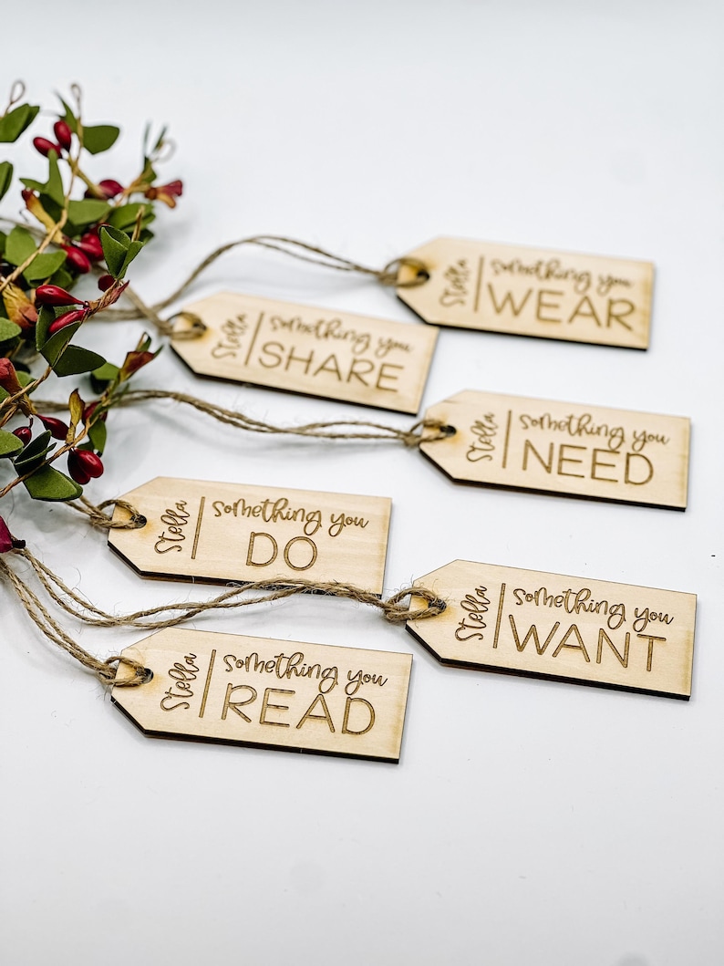 Want Need Wear Read Gift Tags, Engraved Gift Tags, Wooden Gift Tags ...