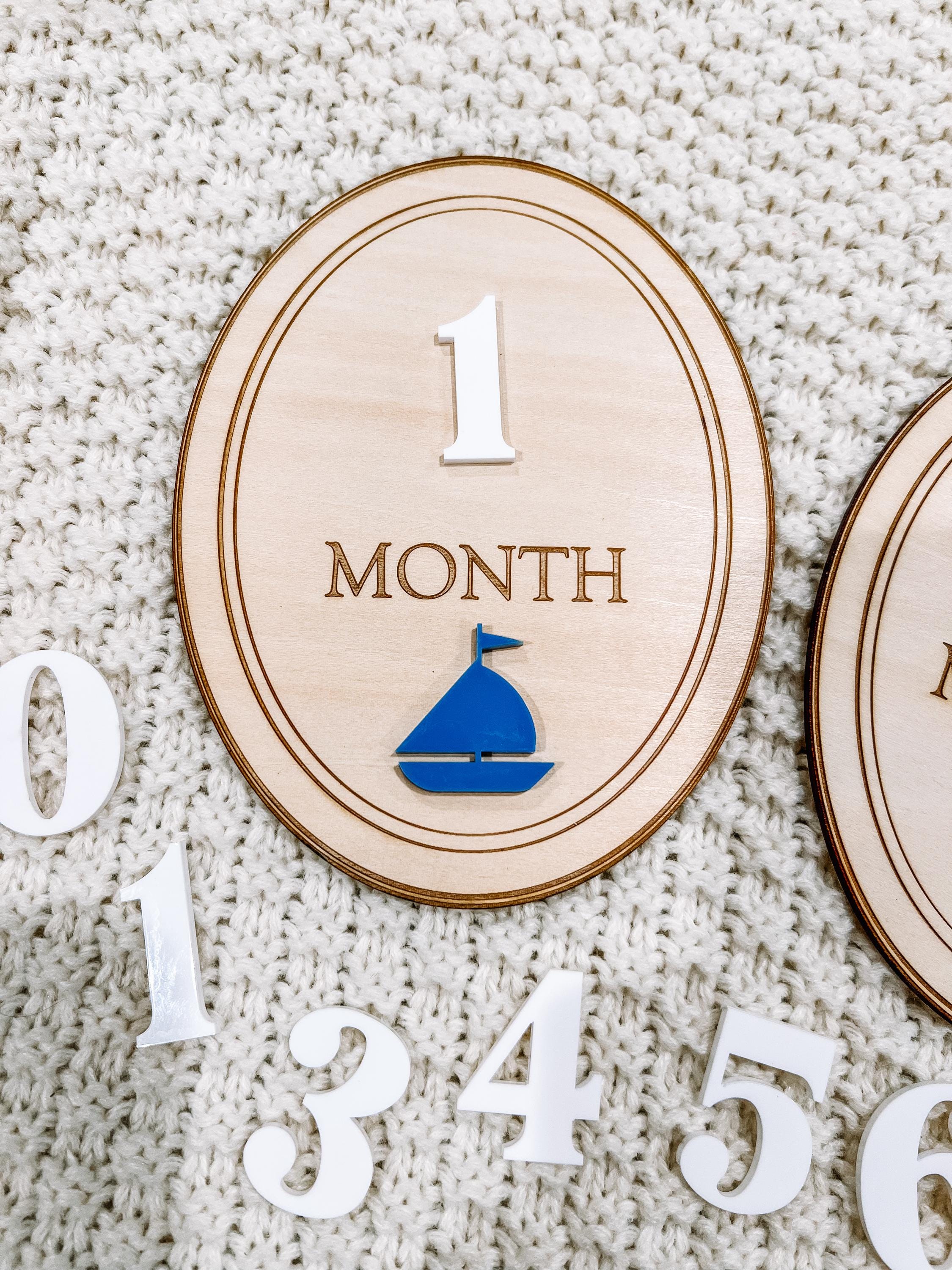 Sail Boat Monthly Milestone Markers, Boy Monthly Photo Sign, Nautical ...