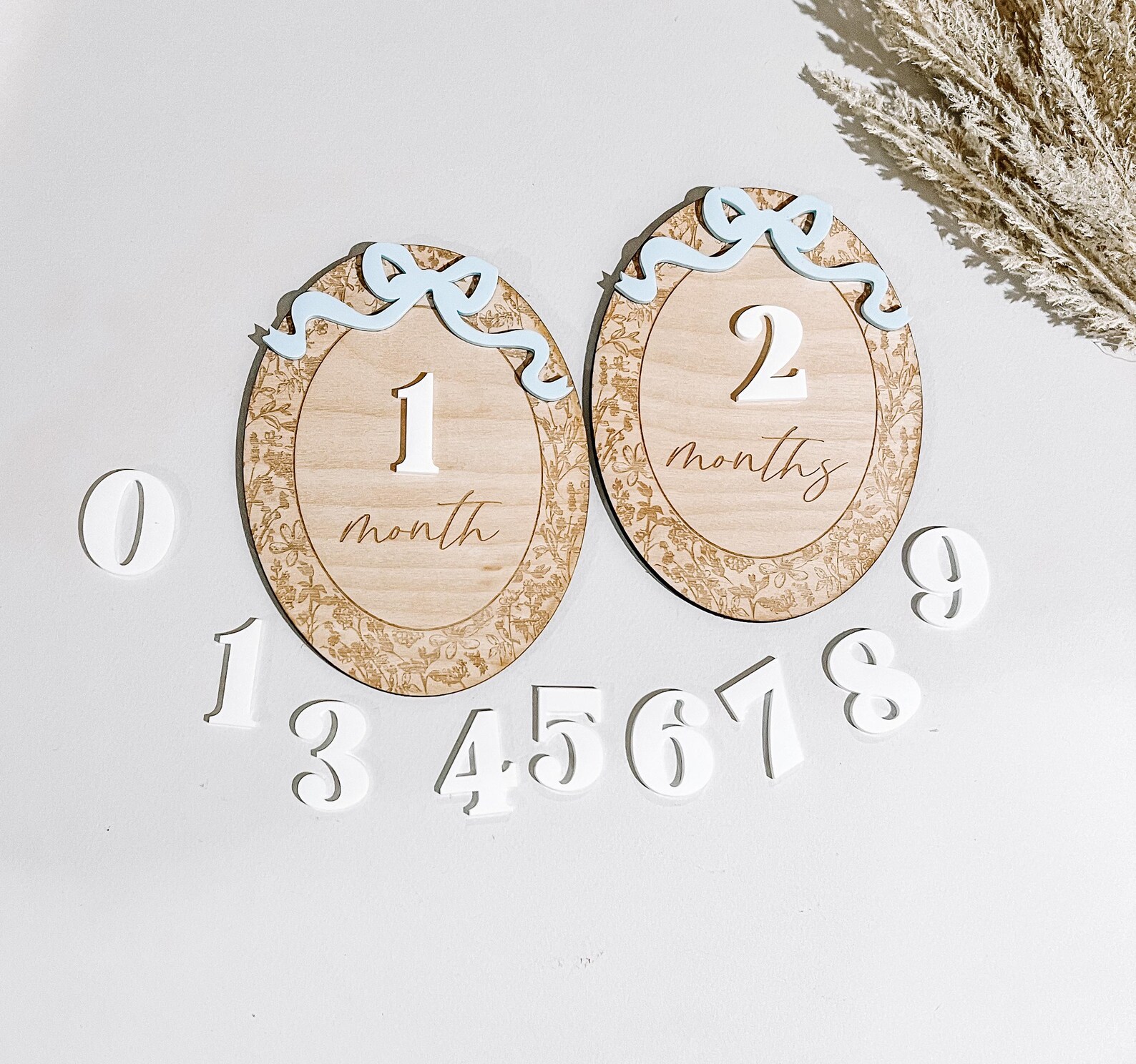 Wooden Lace Milestone Disc, Bow Interchangeable Milestone Cards ...
