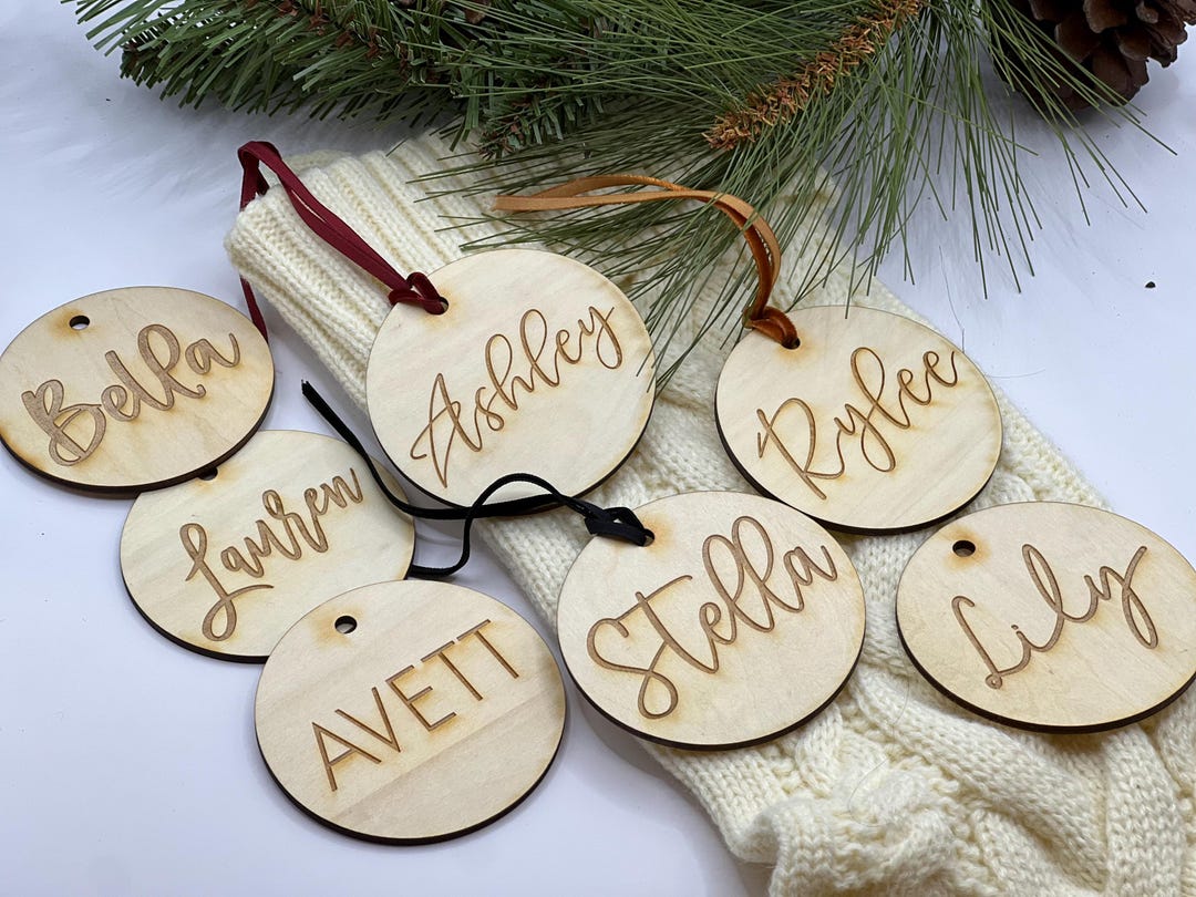 Personalized Christmas Stocking Tag, Wood Stocking Tag, Modern ...