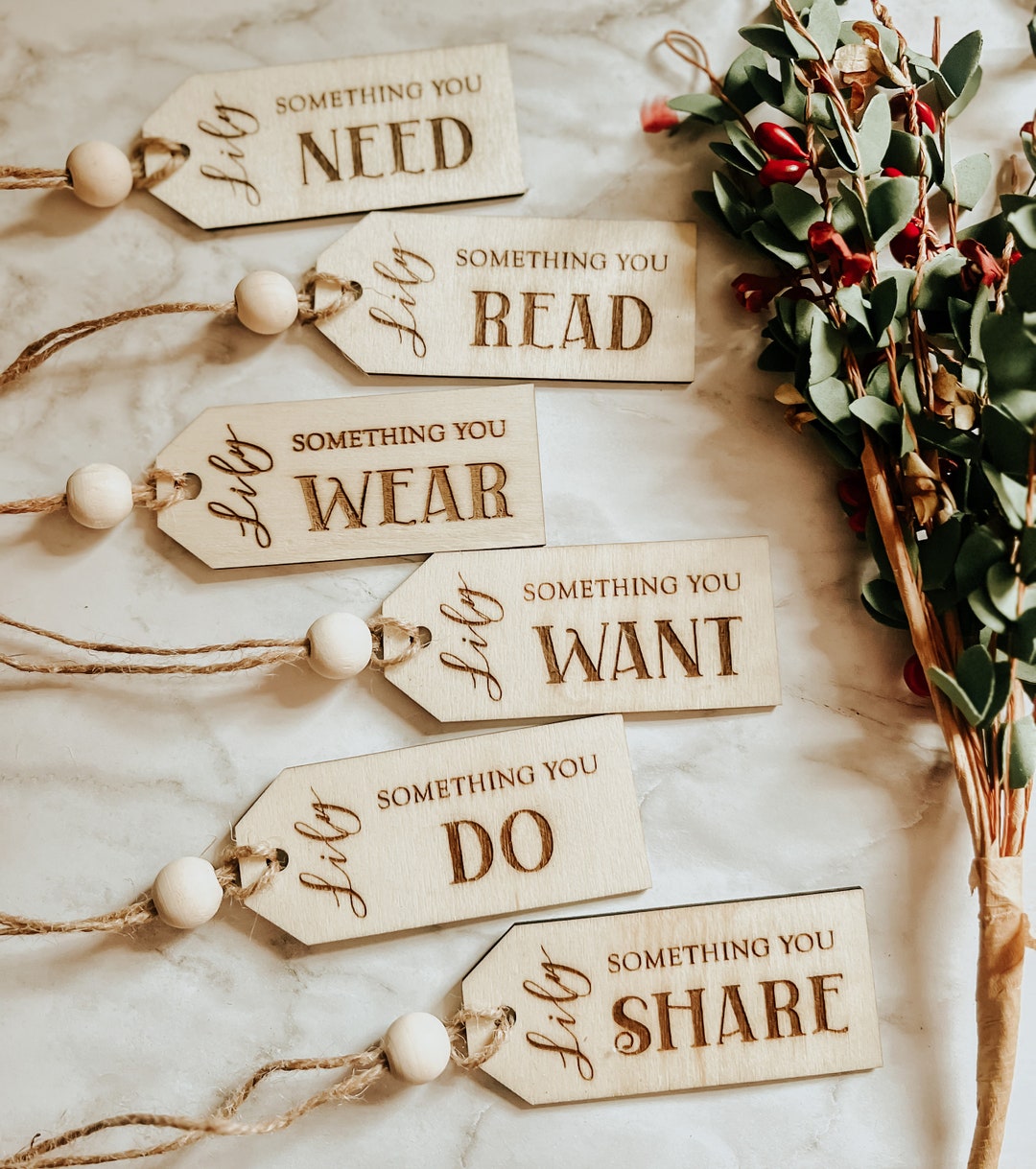 Something You Want Tag, Want Need Wear Read Gift Tags, Wooden Gift Tags ...
