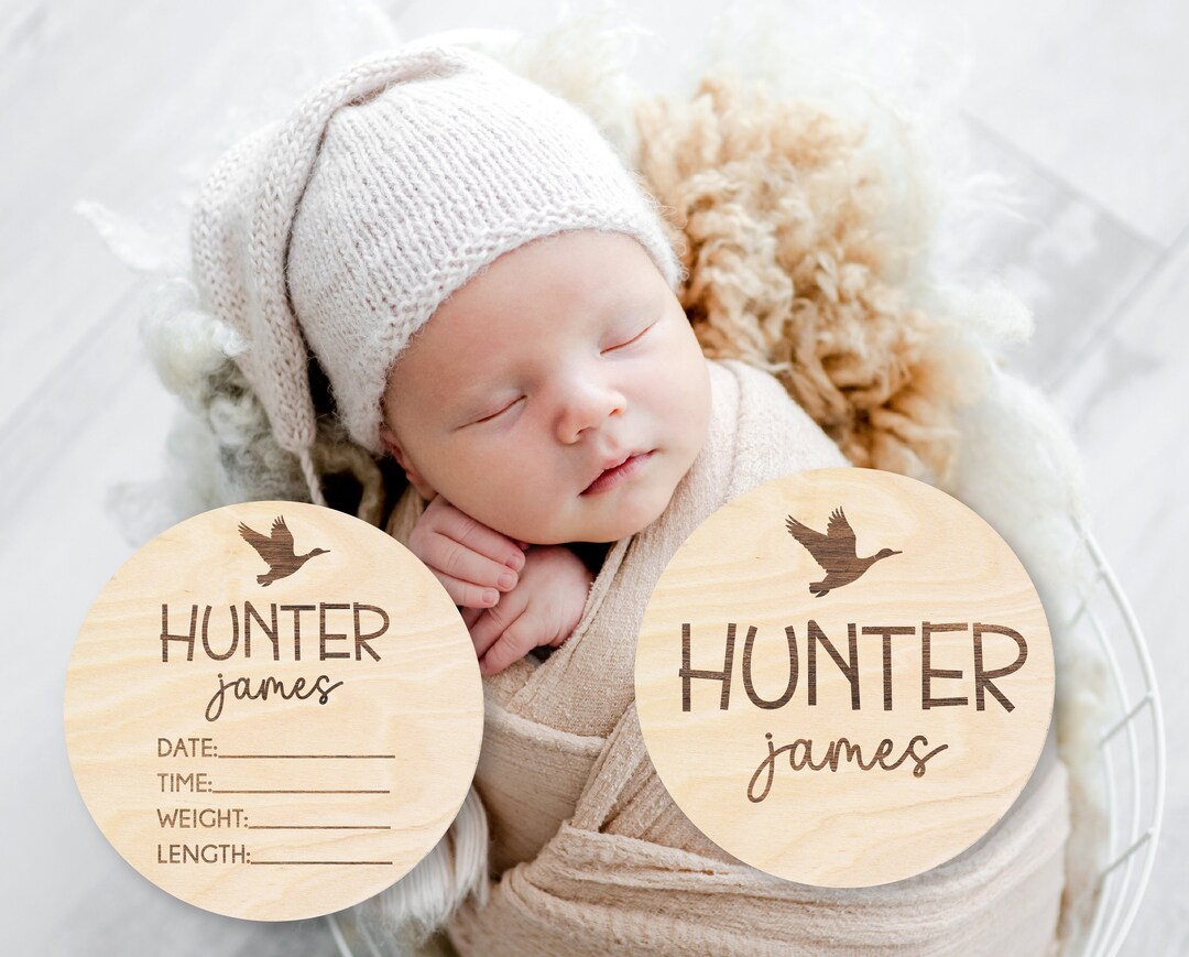 Duck Hunting Baby Name Announcement Sign, Duck Wood Birth Announcement ...