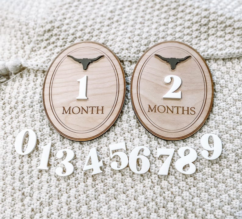 Cow Monthly Milestone Markers, Boy Monthly Photo Sign, Western ...