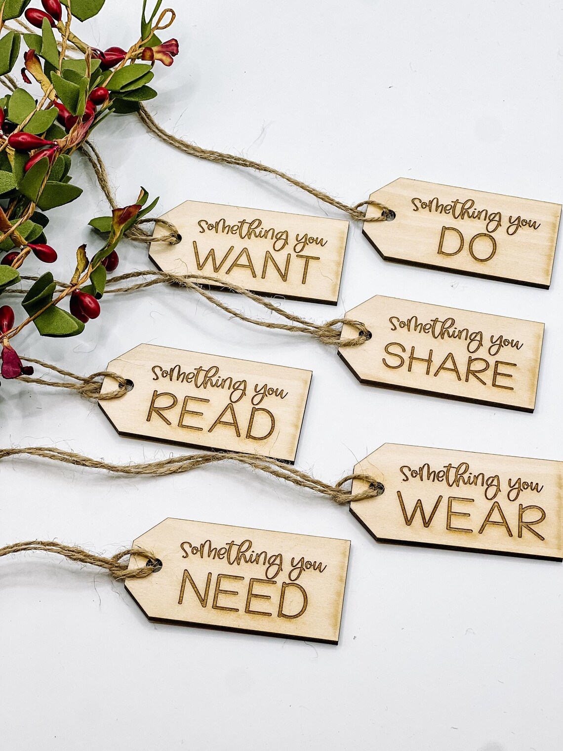 Want Need Wear Read Gift Tags, Engraved Gift Tags, Wooden Gift Tags ...