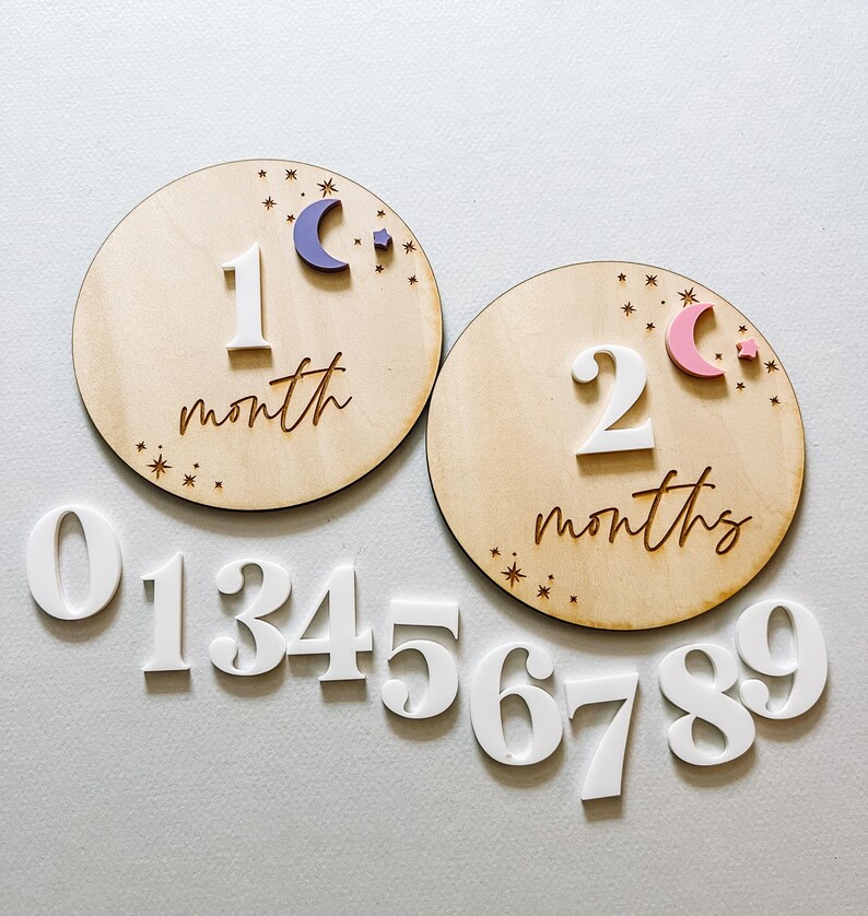 Celestial Monthly Milestone Discs, Moon and Stars Baby Monthly ...