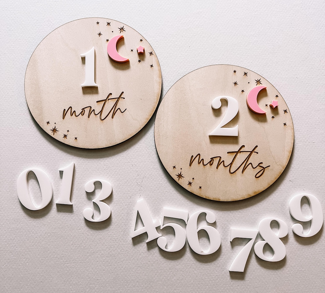 Celestial Monthly Milestone Discs, Moon and Stars Baby Monthly ...