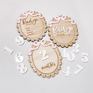 Wooden Lace Milestone Disc, Bow Interchangeable Milestone Cards, Birth ...