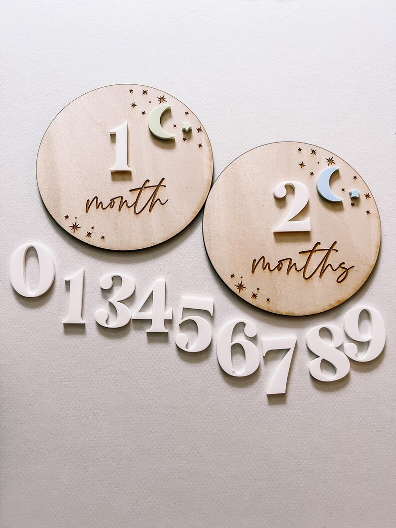 Celestial Monthly Milestone Discs, Moon and Stars Baby Monthly ...